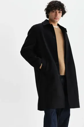 Wax London Wool Twill Coat - Black
