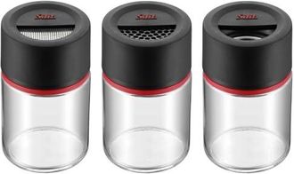 Silit Storio Gewürzstreuer-Set 3-teilig, Feinstreuer Grobstreuer Gewürzglas Glas, Kunststoff, spülmaschinengeeignet