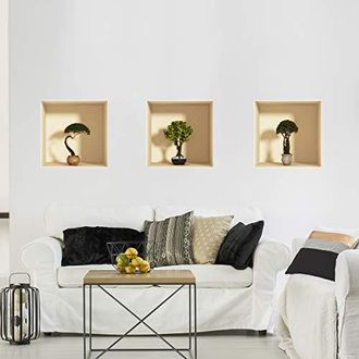 Ambiance Sticker Sticker 3D Effekt | Wandaufkleber japanischer Bonsai - Tapete Dekoration optische Täuschung Raum und Wohnzimmer | 30 x 90 cm