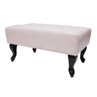 Mendler Ottomane Chesterfield, Sitzhocker Fu&szlig;ablage Hocker, Kunstleder 39x77x47cm - Creme-wei&szlig;