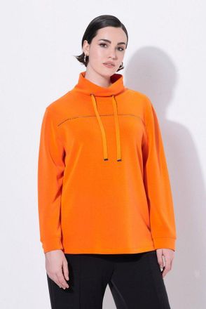 Ulla Popken Sweatshirt Sweatshirt Ziersteine Classic Stehkragen 3/4-Arm