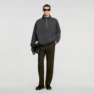 Sandro Sweatshirt mit Zip-Stehkragen