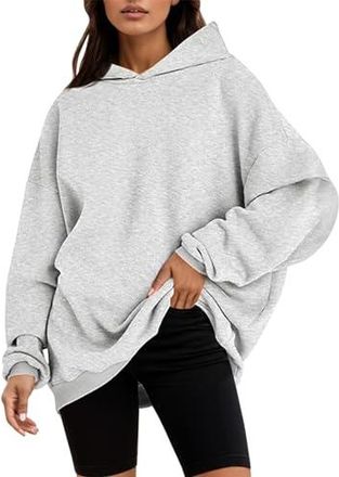 Generic Veste dhiver chaude à capuche pour femme avec doublure en polaire et fermeture éclair, Gris (01), XL