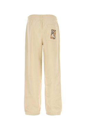 Burberry Womens Sand Cotton Joggers Nutmeg Exterior: Pantaloni Trousers