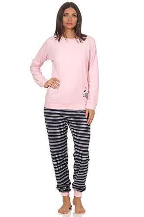 Normann &Eacute;l&eacute;gant pyjama en tissu &eacute;ponge pour femme avec poignets et motif coeur - 291 201 13 570 - Rose - X-Large