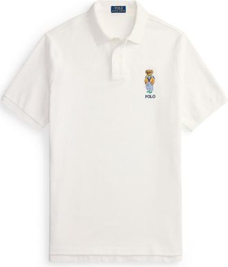 Ralph Lauren Piqu&eacute;-Poloshirt mit farbiger Polo Bear-Stickerei, Custom Slim Fit in