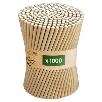 Love Nature Strohhalme Papier - Papierstrohhalme 1000 St&uuml;ck - Trinkhalme Papier Recycling - Kraft - Paper Straws - Strohhalm Einweg