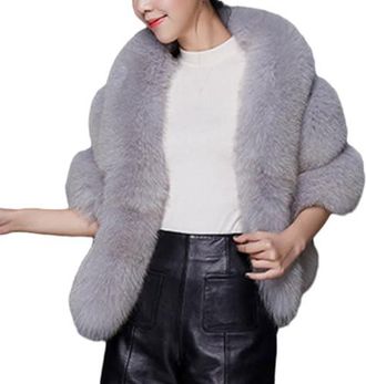 Generic Ch&acirc;le &eacute;l&eacute;gant et tendance - Enveloppe dhiver blanche, couverture d&eacute;paule de mari&eacute;e, fausse &eacute;charpe, capelet de mariage avec texture en peluche | Faux 