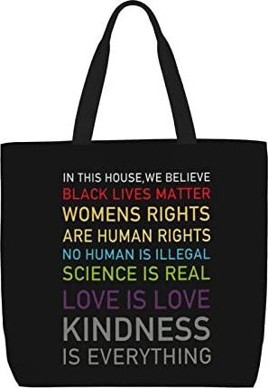 Generic Sac Fourre-Tout Dans Cette Maison, Nous Croyons Que La Vie Des Noirs Compte Sac Tissu R&eacute;utilisable De Grande Capacit&eacute; Sacs &Agrave; Main, Pour Femmes, Tous L