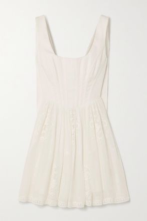 Zimmermann Alight Minikleid Aus Ramie Mit Bustier Und Spitzeneins&auml;tzen - Elfenbein