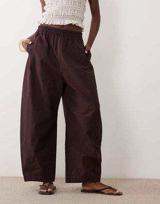 Arket Pantalon &agrave; enfiler en pur coton - Marron