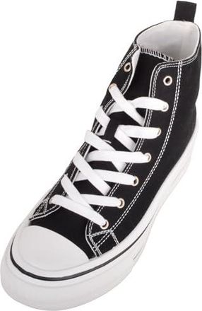Absolute Footwear Baskets montantes en toile à lacets avec semelle compensée pour femme, Noir, 40 EU