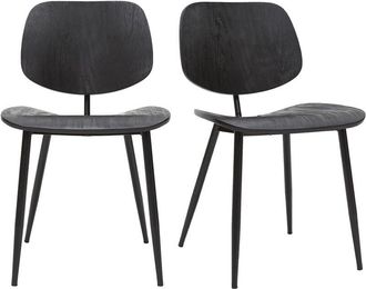 Miliboo St&uuml;hle schwarzes Holz und schwarzes Metall (2er-Set) tobias