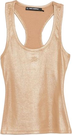 Karl Lagerfeld logo-embroidered coated tank top - Gold