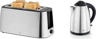WMF Bueno Pro Toaster Langschlitz mit Brötchenaufsatz, 4 Scheiben, XXL Toast & Bueno Wasserkocher Edelstahl 1,7l, elektrischer Wasserkocher mit Kalkfilter