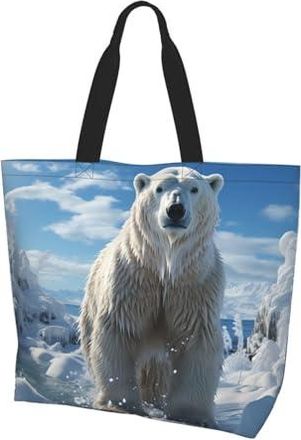 Generic Ours Blanc Sac Fourre-Tout L&eacute;ger Sacs De Courses Imperm&eacute;able Sac A Main Femmes Pour Shopping Gym Travail