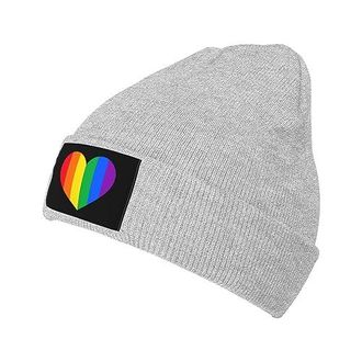 Generic &Eacute;pais Beanie pour Homme, Coeur Rainbow de la fiert&eacute; Gay, Anti-Transpiration Chapeau Tricot&eacute;, Tricoter Chapeau pour Femme, Ski, Cyclisme