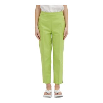 Moschino Hoch taillierte schmale Zigarettenbein Baumwollhose - - Trousers - Damen - Gr&uuml;n - L