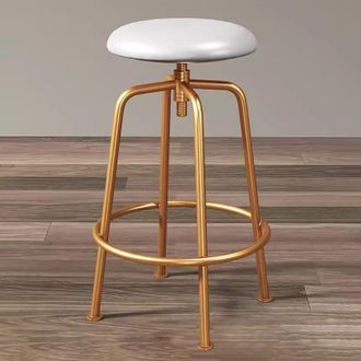 Generic Verstellbarer runder Barhocker aus PU-Leder mit Fu&szlig;st&uuml;tze, drehbarer Pub-Stuhl f&uuml;r K&uuml;che, Hausbar und Esszimmer, r&uuml;ckenlehnenloser, moderner und beque