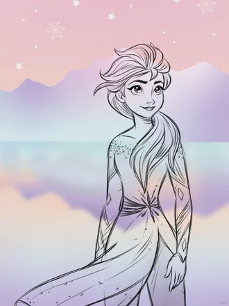 Komar Wandbild- Disney Frozen Pastell Lights - Gr&ouml;&szlig;e 30 x 40 cm - Poster, Kinderzimmer, Dekoration - gerollt ohne Rahmen, Lila,Rosa