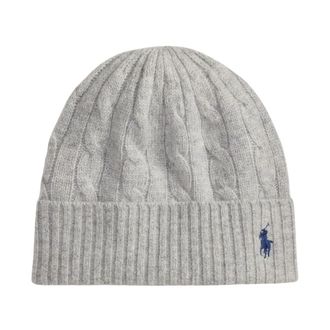 Ralph Lauren Ribbed Cuff Cable Knit Beanie - - Accessories - Damen - Grau - ONE SIZE