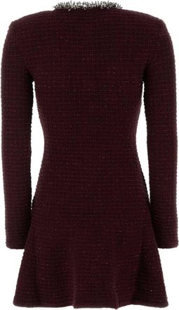 Self Portrait Textured Dress - Burgundy