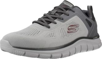 Skechers Baskets Track Broader pour Homme, Bordure Grise en Maille PU Anthracite, 39 EU