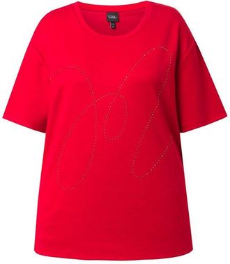 Ulla Popken Sweatshirt Sweatshirt Ziersteine Rundhals Halbarm Modalmix