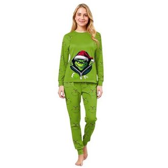 Generic Le Grinch Pyjama Noel Famille De Grinch Couple Assorti Adulte Femme Chaud Et Doux Ensemble Ensembles Pull The Garcon Coton Homme Bebe Enfant Vetement 