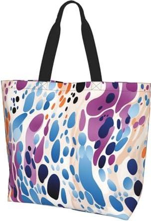 Generic Taches Violettes Et Bleues Sac Courses D&eacute;contract&eacute; Tote Bag Grand Sac &Agrave; Bandouli&egrave;re Pour Universit&eacute; Quotidienne Shopping
