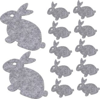 Cabilock 12 Stück Teiliges Frühlingsplatzset mit grauem Hasenmotiv Stoff Tischsets und Untersetzer Sets je schützend und dekorativ für Zuhause und Restaurant