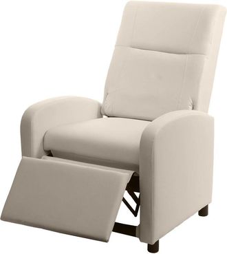 Hhg Fernsehsessel HHG 660, Relaxsessel Liege Sessel, Kunstleder klappbar 99x70x75cm creme