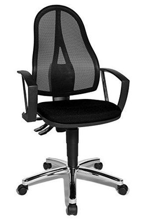 Topstar Topstar Point 60 Net, ergonomischer Bürostuhl, Schreibtischstuhl, inkl. feste Armlehnen A1, Stoff, Schwarz, 54 x 47 x 109 cm