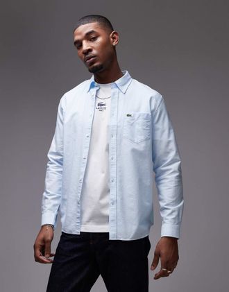 Lacoste Lang&auml;rmliges Oxford-Hemd in Hellblau