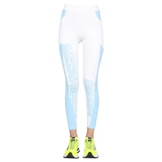 Stella McCartney Femme, Pantalons, Bleu, Taille: 38 FR Leggings avec Imprim&eacute; Logo