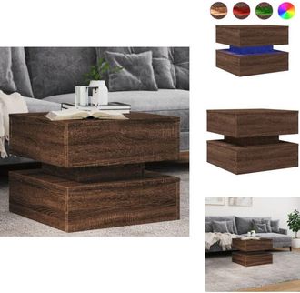 vidaXL Vidaxl - Table basse avec lumières led chêne marron 50x50x40 cm - Table Basse Design - Table Basse Led - Table Basse Lumineuse - Meuble Salon - Table