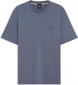 HUGO BOSS Homme, Tops, Bleu, Taille: XL T-shirt Boss en coton merceris&eacute; avec monogramme Double B