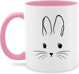 Shirtracer Tasse Tassen 325ml - Ostergeschenke - Hasen Kopf Simple schwarz - 325 ml - Rosa - frohe ostern scribble hase geschenk oster kleinigkeit oste osterhase