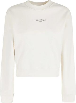 Maison Kitsun&eacute; Femme, Sweatshirts et sweats &agrave; capuche, Beige, Taille: 36 FR Cropped SweaT-shirt
