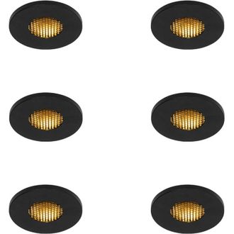 QAZQA Set mit 6 modernen Badezimmer-Einbaustrahlern schwarz IP54 - Shed Honey