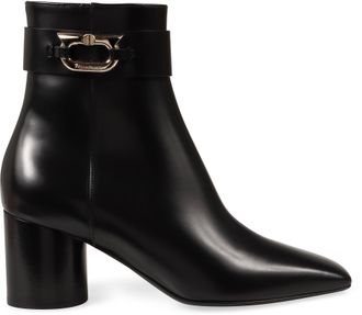 Ferragamo Womens Leather Ankle Boots Black Lamb