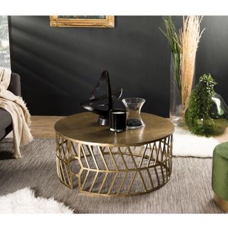 Macabane Macabane - johan - Table basse ronde 89x89cm aluminium doré piètement graphique