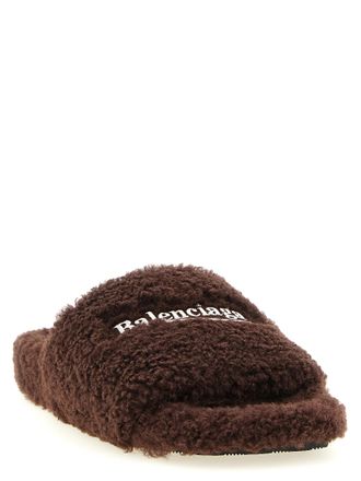 Balenciaga Womens Brown Polyester Slides Shoe