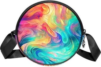 Generic Petit sac &agrave; bandouli&egrave;re circulaire pour femme, petit sac &agrave; bandouli&egrave;re avec fermeture &eacute;clair, bretelles r&eacute;glables, sac &agrave; main rond d&eacute;contract&eacute; pour fe