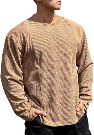Generic Haut de bodybuilding à séchage rapide pour homme - Coupe athlétique - Manches longues - Respirant - Vêtements de sport en plein air, kaki, XXL