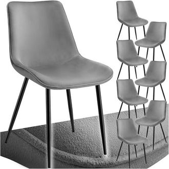 TecTake TecTake Lot de 8 Chaises de Salle &agrave; Manger Rembourr&eacute;es Ergonomiques Velours Fauteuil Salon Scandinave Pieds en M&eacute;tal Noir pour Chambre, Salon, Bureau,