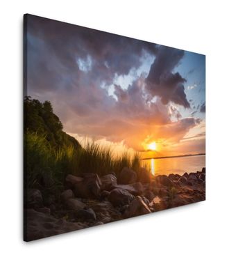 Paul Sinus Art Landschaft an der Ostsee 100 x 70 cm Inspirierende Fotokunst in Museums-Qualität für Ihr Zuhause als Wandbild auf Leinwand in
