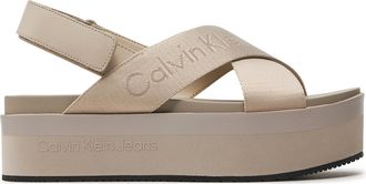 Calvin Klein Jeans Sandalen Calvin Klein Jeans Flatform Sandal Sling In Mr YW0YW01362 Beige