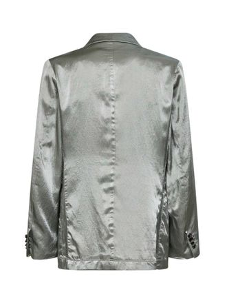 Dries Van Noten Mens Double-Breasted Blazer Mint Green Cupro Jacket