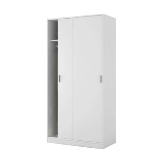 Dmora Dmora Guardaroba Lansing, Armadio Per Camera Da Letto A 2 Ante Scorrevoli, Mobile Con Ripiano E Barra Appendiabiti, Cm 100x50h200, Bianco, Con Imballo